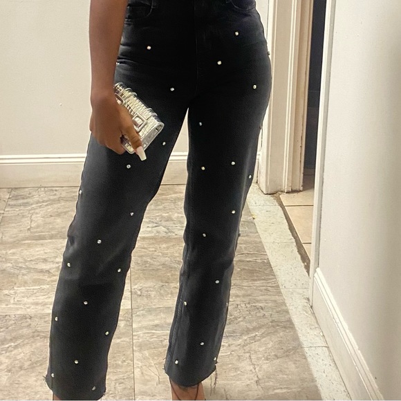 Zara | Jeans | Zara Rhinestone Studded Jeans | Poshmark